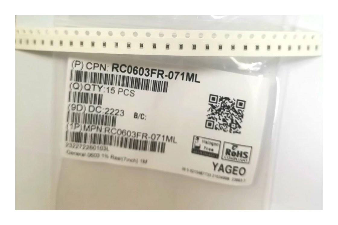 1000KΩ ± 1% 0603 Chip Resistor 7 Inch Dia Reel Extremely Thin And Light
