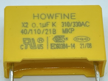 Yellow 0.1uF X2 Safety Capacitor Fireproof Solvent Resistant