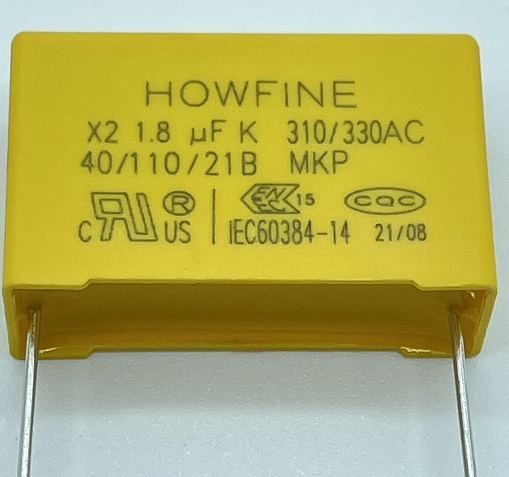 CQC 1.8uF Mpx Mkp X2 Capacitor , Multipurpose Pp Film Capacitor